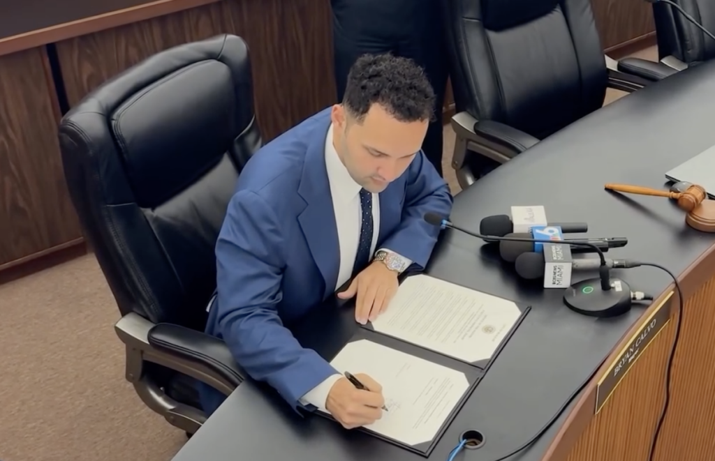 Mayor Bryan Calvo walks into Hialeah City Hall and starts making ...