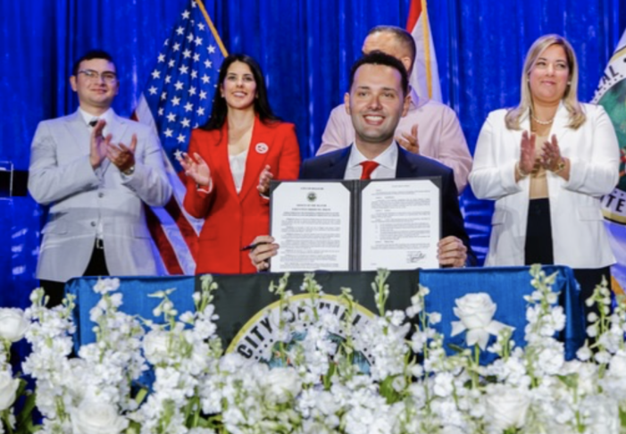 Mayor Bryan Calvo walks into Hialeah City Hall and starts making ...